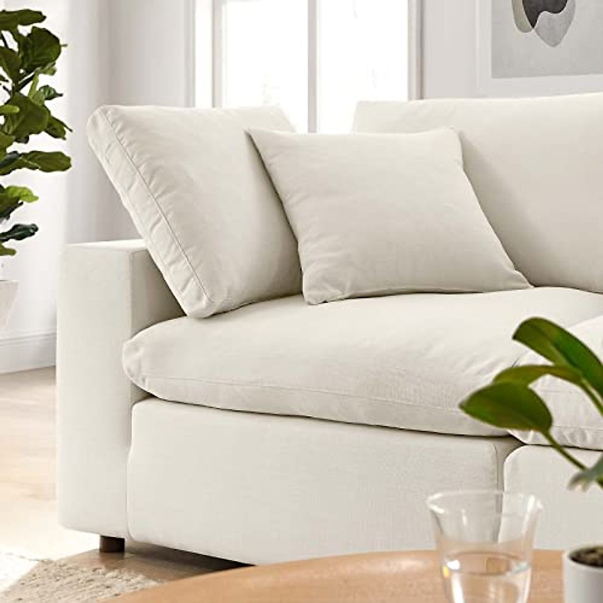 Modway Commix Modular Sofa, Loveseat sectional, Light Beige Fabric