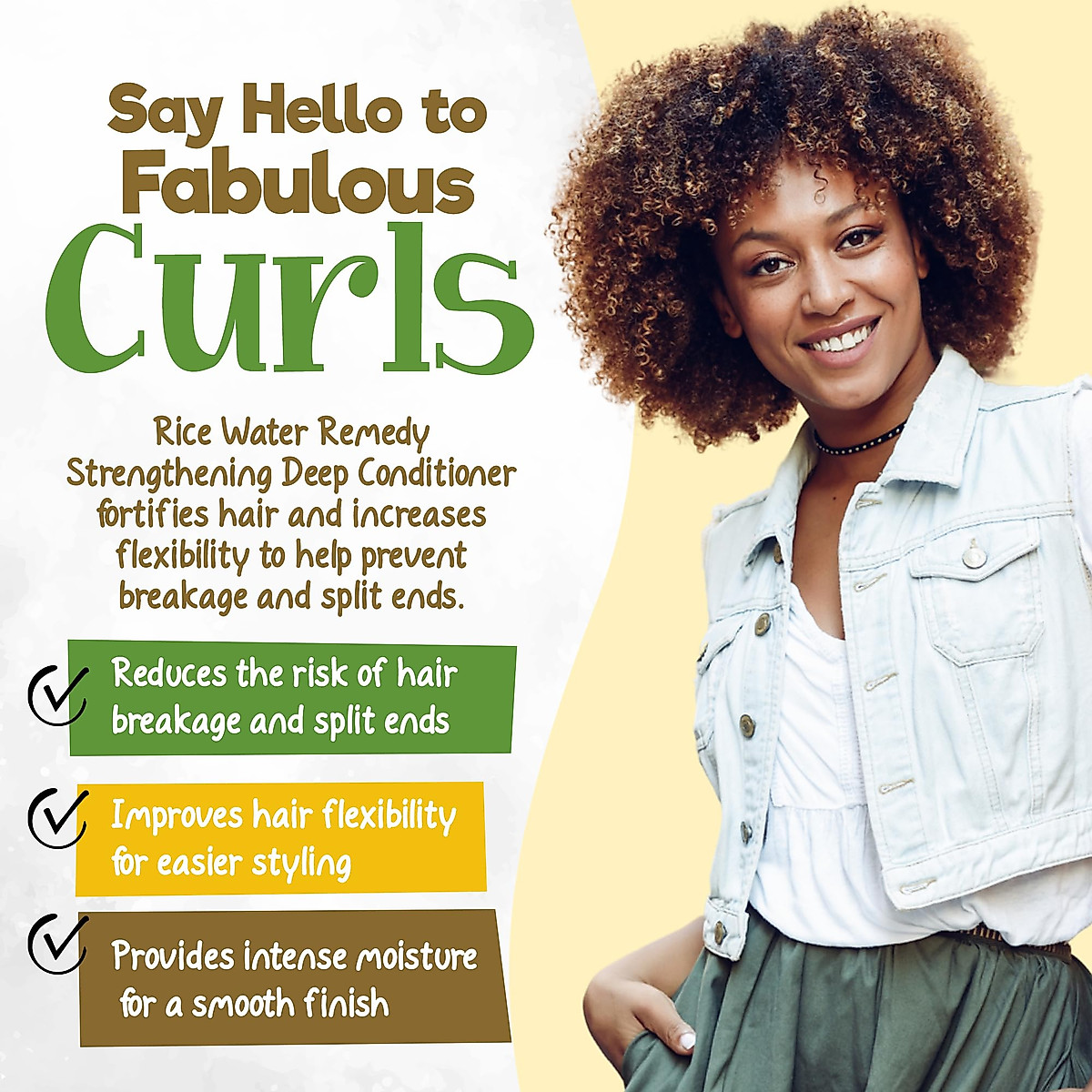 CurlyChic Rice Water Remedy Strengthening Condish - Ultra-Moisturizing, Protein-Balanced, Ayurvedic Herbs, Sulfate & Paraben-Free - Repairs & Protects Hair, Prevents Breakage & Split Ends - 8 fl oz