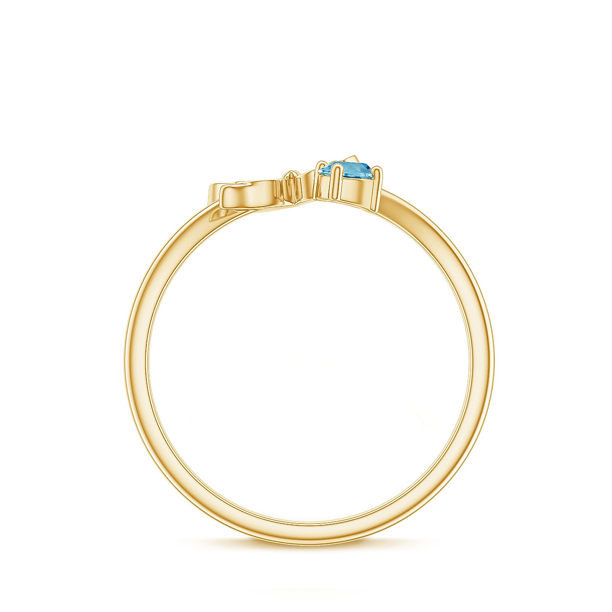 Rosec Jewels Natural Swiss Blue Topaz Diamond Promise Ring for Women, AAA Quality, Cute Butterfly Ring - Ready to Gift, 14K Yellow Gold, Size:US 3.00