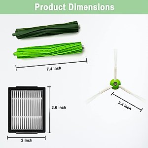 roomba i7 replacement parts for irobot Roomba i3 i3+ i4 i6 i6+ i7 i7+ i8 i8+/Plus E5 E6 E7 J7 I,E &J Series vacuum cleaners, 3 set of rubber brushes 10 filters 10 side brushes