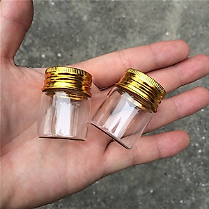 30x40x21mm 15ml Mini Glass Bottles with Aluminium Screw Cap Empty Bottles Golden Metal Lids Glass Vials Jars 12pcs (12, 15ML-Gold-Cap)