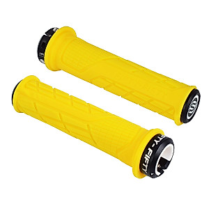 FIFTY-FIFTY Mountain Bike Handlebar Grips, Single Lock-on MTB Grips, Comfortable and Lock On, Non-Slip Bicycle Handle, Fit for All Mountain, Enduro, Downhill (Yellow)