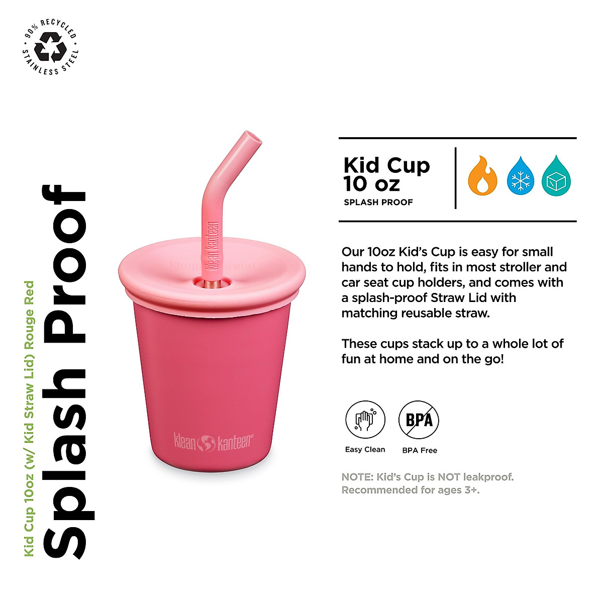 KLEAN KANTEEN Rouge Red Kid Cup with Straw Lid, 1 EA