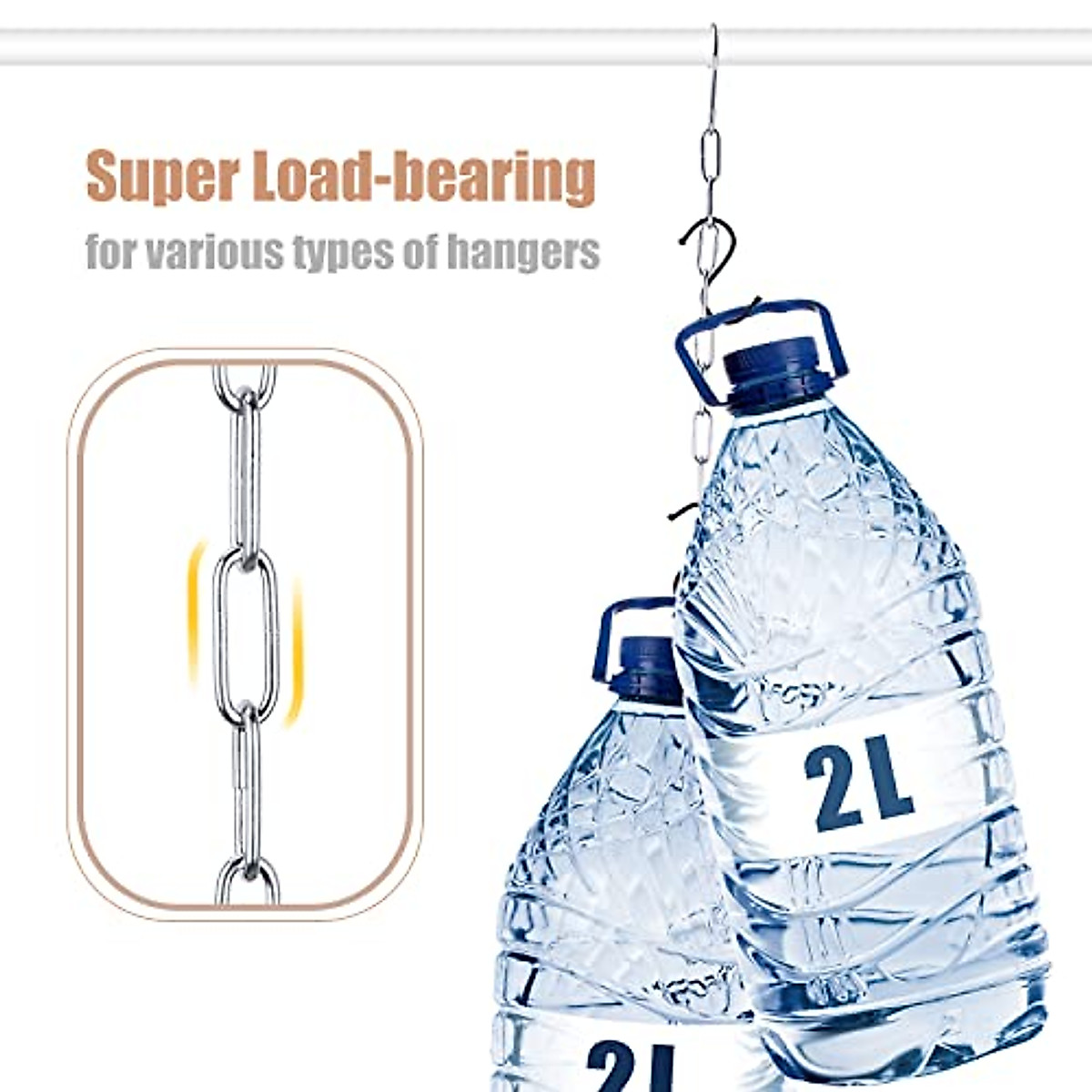 DTICON Hangers Space Saving, Metal Chain Clothes Hanger Organizer with 8 Slots, Magic Foldable Multiple Hangers in One, Collapsible Vertical Space Saver Hangers for Closet Organizer (Pack of 6)