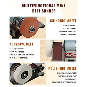 Blissthrill Mini Belt Sander, Electric Spindle Sander, 15° belt sander for knife making, 7 Adjustable Speed Knife Polishing Kit, Power Belt Sanders for Metal Working, DIY (6.5 Inch Mini Belt Sander)