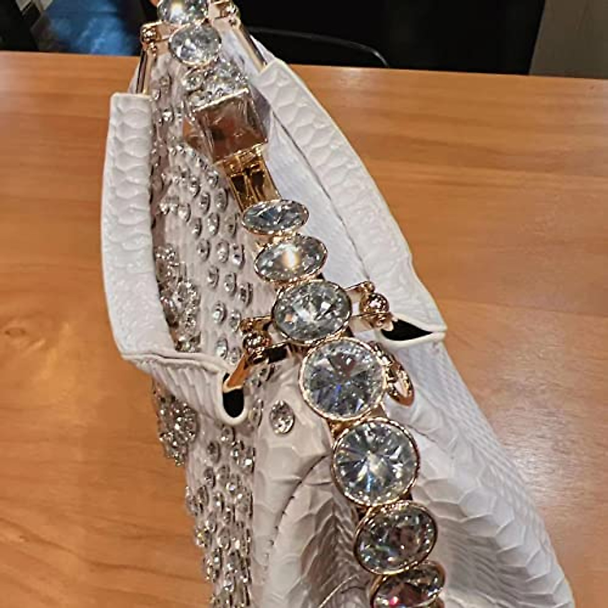 Shirt Luv Diamond Handbags for Women Purses Hobo Tote Bag Crossbody Bag genuine Leather Fashion Top Handle Satchel Evening Bags (White 3)