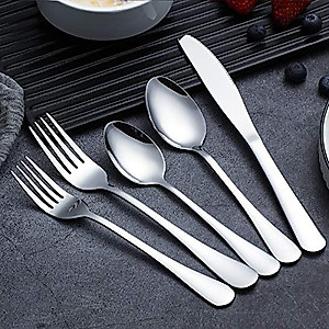 Flatware Set 20 Pieces, Kyraton Stainless Steel Silverware Set, Strong Anti Rust, Stainless Steel Cutlery Set, Utensils Set Service for 4