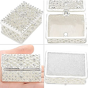 ELLDOO Crystal Jewelry Trinket Box Rectangle Small Box Earring Ring Case Necklace Organzier Storage Box Wedding Brithday Gift