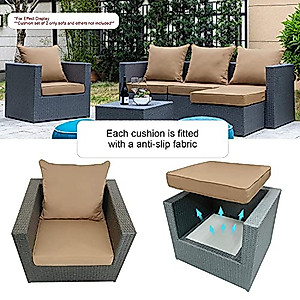 ARTPLAN Outdoor All Weather Chair Cushions Set, Deep Seat/Back Outdoor Cushions for Patio Furniture