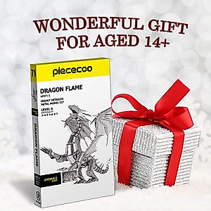 Piececool 3D Metal Puzzle Model Kits- Dragon Flame Metal Building Kit for Adults, Brain Teaser DIY 3D Dragon Puzzles Model Kits STEM Toys for Teens Men Family, 115 Pcs