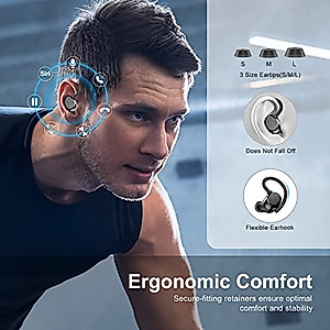 Wireless Earbuds, HiFi Stereo Sport Bluetooth 5.3 Headphones with Earhooks, 48H Deep Bass in-Ear Headphones with LED Display, Noise Cancelling, IP7 Waterproof Earphones Built-in Microphone for Running