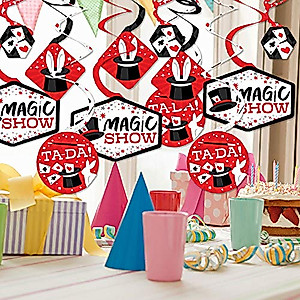 Big Dot of Happiness Ta-Da, Magic Show - Magical Birthday Party Hanging Decor - Party Decoration Swirls - Set of 40