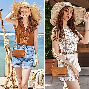 nuoku Crossbody Bag for Women Cellphone Little Purse with Credit Card Slots Lightweight Leather Wristlet Wallet, Brown