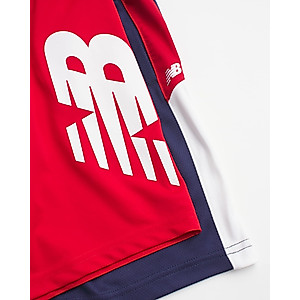 New Balance Boys’ Active Shorts – 2 Pack Performance Mesh Basketball Shorts – Workout Gym Shorts for Boys (4-20), Size 5-6, Indigo/Red