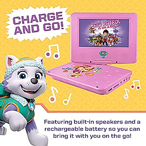 PAW Patrol 7" Portable DVD Player with Matching Headphones and Carrying Bag, Compatible with CDs, DVDs, USB and SD Card, Swivel Screen, (NKPDVD701SK)