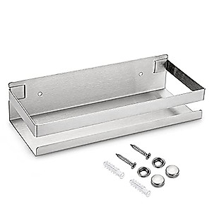 OwnMy 10 Inch Bathroom Shower Shelf Stainless Steel Bath Kitchen Basket Shower Caddy Rack, Rust Proof Metal Bathroom Storage Floating Shelves Wall Mounted Shower Corner Rectangular Shelf (Silver)