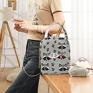MCHIVER Racoon Paws Yarn Storage Bag Portable Crochet Bag Organizer with Handle Knitting Yarn Bags for Knitting Crochet Supplies 8.3 * 11 in