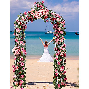 FENGRUIL Artificial Flower Vines,4 Pcs Fake Flowers Garlands Hanging Large Rose Vine Ivy Silk Hanging Flower for Home Garden Outdoor Ceremony Wedding Arch Floral Decor (Pink)