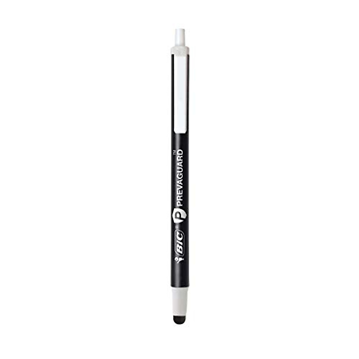 BIC PrevaGuard Clic Stic Ballpoint Pen & Stylus, With Built-in Protection To Suppress Bacteria Growth, Medium Point (1.0mm), Black, 12-Count