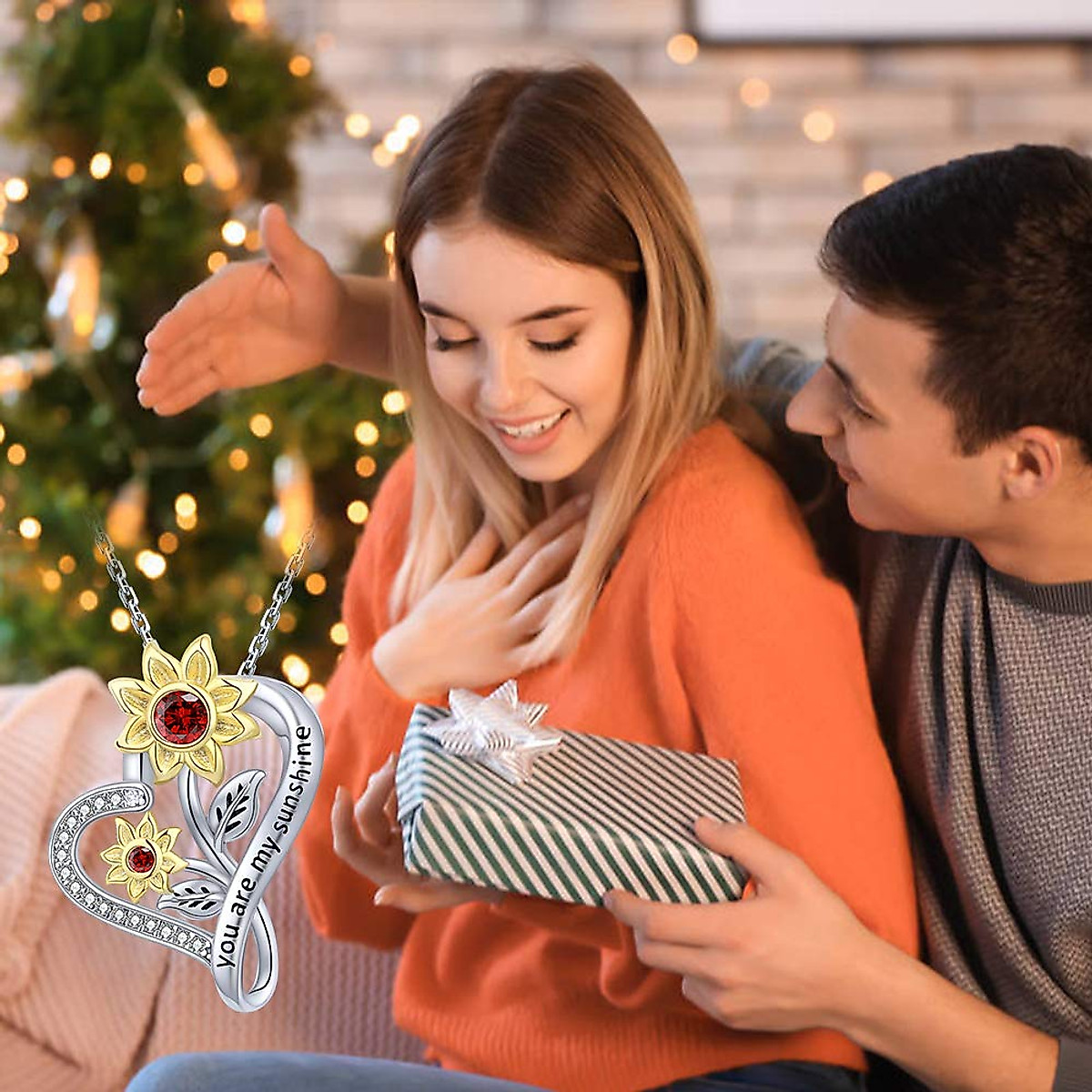 Bolelis 925-Sterling-Silver Sunshine Sunflower Necklace for Women - You are My Sunshine Infinity Love Pendant Mothers day Chrismas day Jewelry Gifts for Mom and Daughter