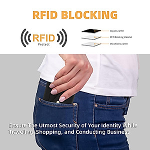 Gostwo Womens Wallet RFID Blocking Small Wallets Woman Credit Card Holder Trifold Ladies Wallets with Coins Zipper Pocket(Black)