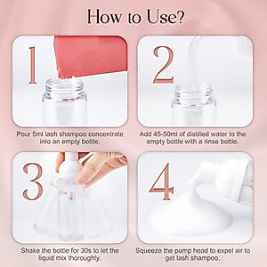 ALLOVE Lash Shampoo Concentrate 5ml*10, Sensitive and Non-irritation Lash Extension Cleanser Shampoo Salon & Home Use - Unscented