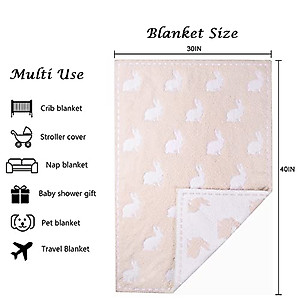 Kid Nation Baby Blankets for Girls Baby Boy Toddler Blanket Soft Baby Quilt Plush Crib Blanket Newborn Stroller Blanket Nursery Infant Light Pink Rabbit,40 x 30 in