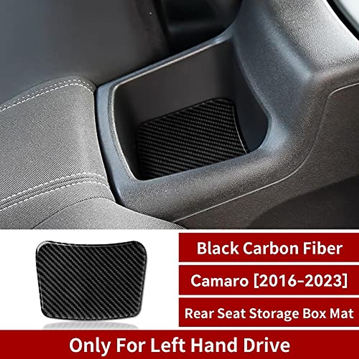 Car Rear Seat Storage Box Mat Sticker Decal Carbon Fiber Interior Trim Cover for Chevrolet Camaro ZL1 2016 2017 2018 2019 2020 2021 2022 2023 Accessories