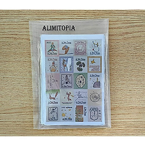 ALIMITOPIA Adhesive Sticker,12 Sheets(240pcs) Stamp Shape DIY Decorative Paper Paster Ornament Mark