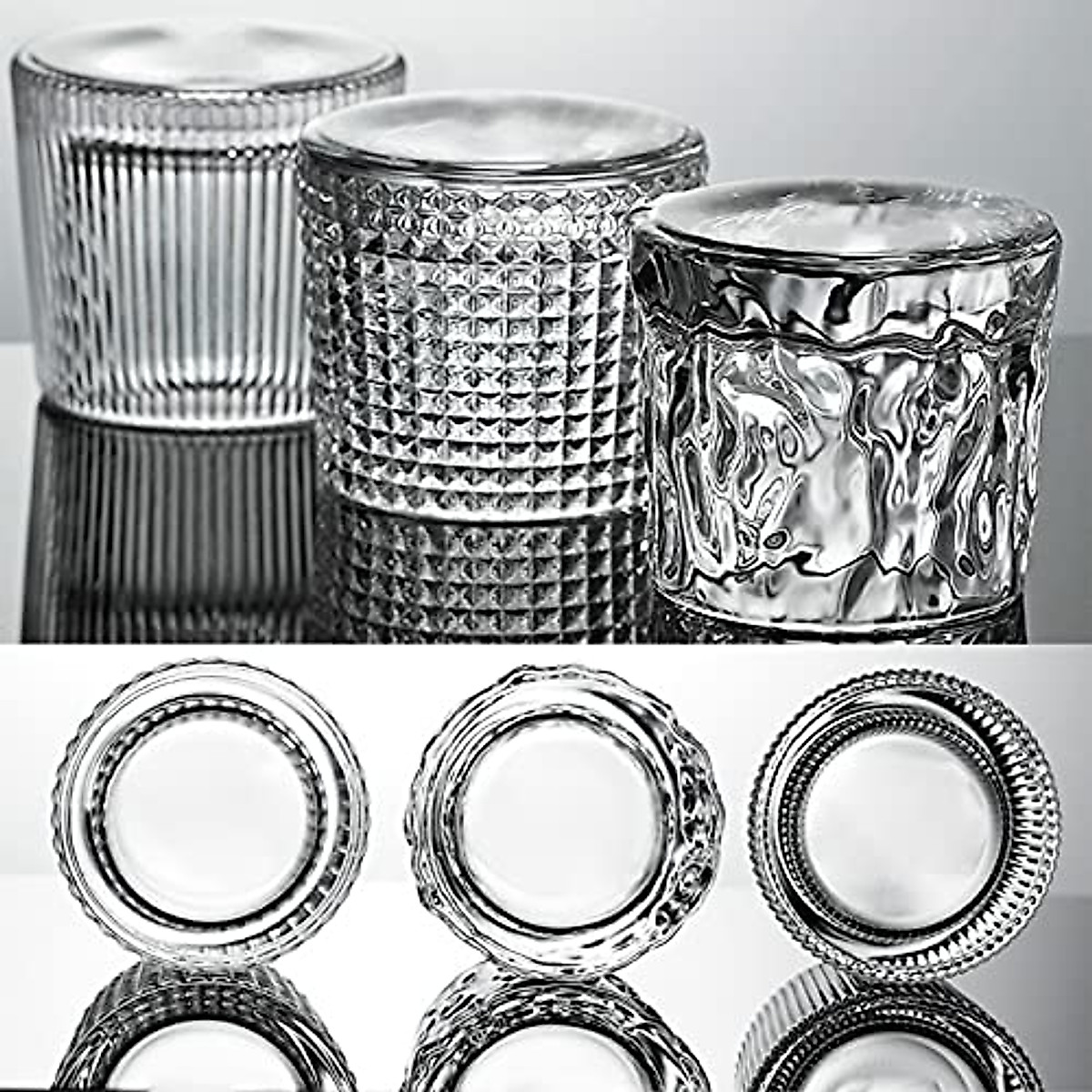 RareCi Flat bottom Crystal Whiskey Glasses, Premium 5OZ Scotch Glasses Set of 3, Old Fashioned Thick Weighted Bottom Rocks Glasses for Drinking Bourbon, Cocktails, Cognac, Rum