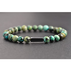 YJJelt Healing Crystal for Women Men 6mm Natural African Turquoise Stone Beads Stretch Bracelets Beaded Bracelets Bracelet for Women Men Jewelry Gifts