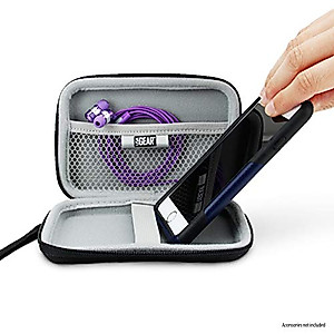 USA GEAR Hard Shell iPod Travel Case Compatible with Apple iPod Touch (7th Generation, 6th Generation, 5th Generation), MP3 Player Case iPod Case with Water Resistant Exterior, Wrist Strap - Black