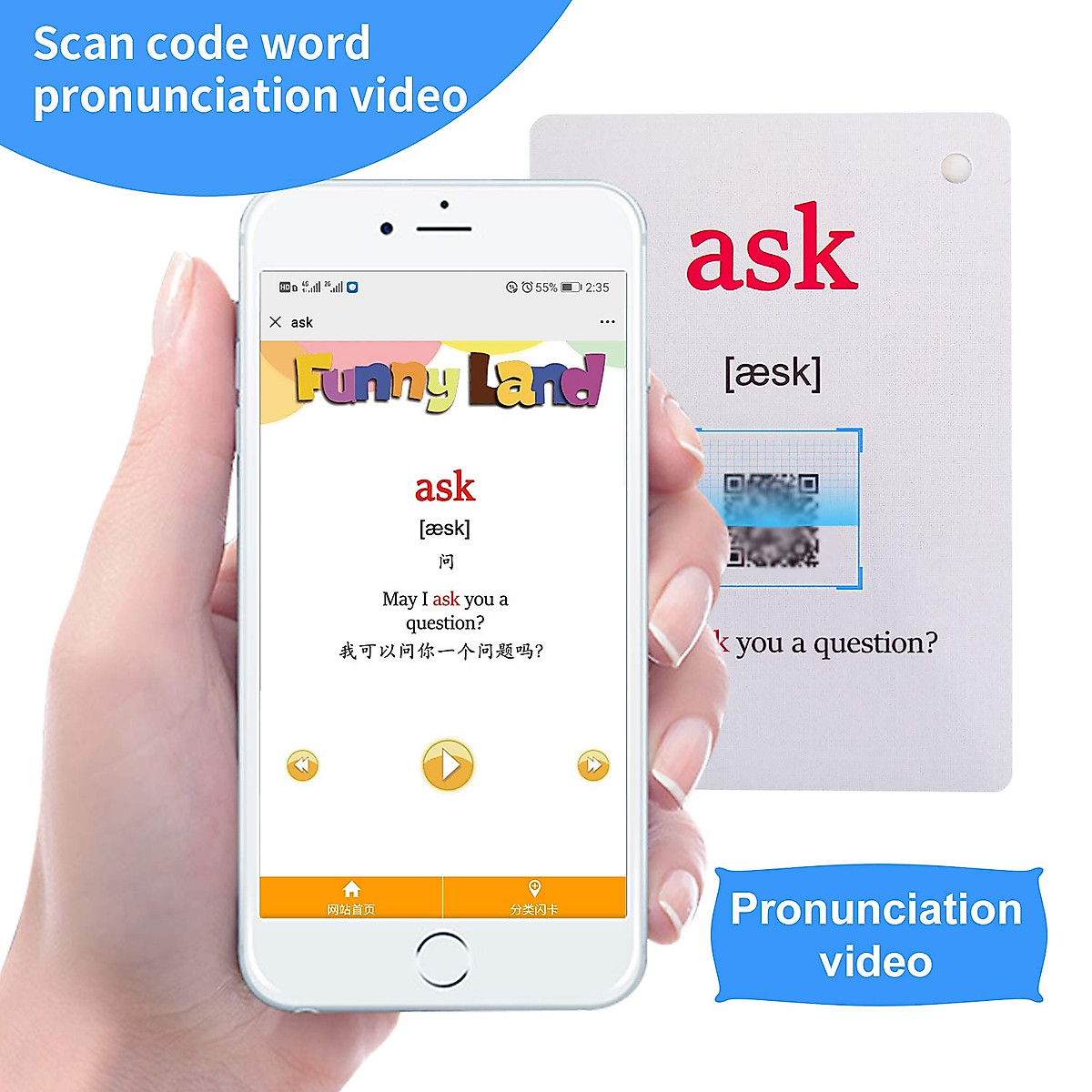 Verbs/Adjectives Flash Cards English Flash Cards Pocket Card Learning Toys for Children Pre-Kindergarten Kids Education Aids