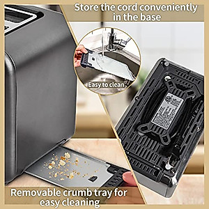 SEEDEEM Toaster 2 Slice, Stainless Steel Bread Toaster with Colorful LCD Display, 7 Bread Shade Settings, 1.4'' Wide Slots Toaster with Bagel/Defrost/Reheat Functions, Removable Crumb Tray, 900W, Dark Metallic
