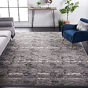 SAFAVIEH Lurex Collection Area Rug - 8' x 10', Black & Grey, Modern Abstract Design, Non-Shedding & Easy Care, Ideal for High Traffic Areas in Living Room, Bedroom (LUR188Z)