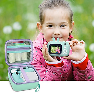 PAIYULE Kid Camera Case Compatible with Instant Camera for Kids Digital Video Cameras Storage Holder Bag for Girls Toddler Camera And Print Paper(Box Only) (Green)