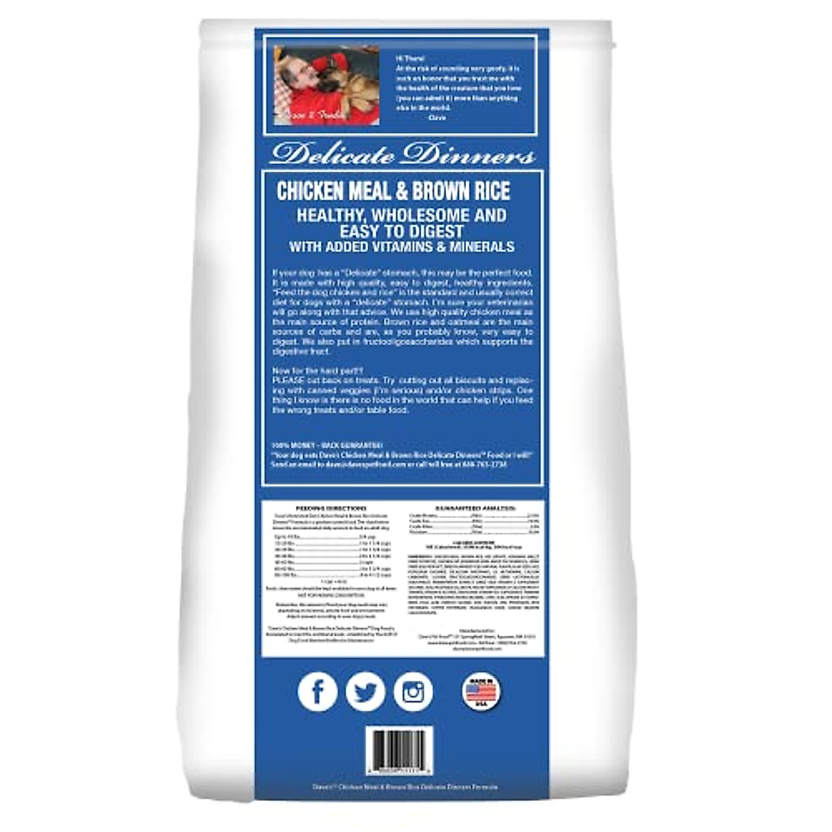 Dave's Natural Pet Food | Restricted Diet Chicken Meal & Brown Rice Dry Dog Food | Solve Food Sensitivities Naturally | Family Owned, Made in USA, for All Life Stages | 4# Bag