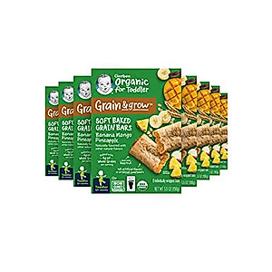 Gerber Snacks for Toddler Organic Soft Baked Grain Bars, Grain & Grow, Banana Mango Pineapple, 5.5 Ounce (Pack of 8)