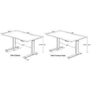 Stand Up Desk Store Electric Adjustable Height Standing Desk with Programmable Memory (Black Frame/Teak Top, 60" Wide)