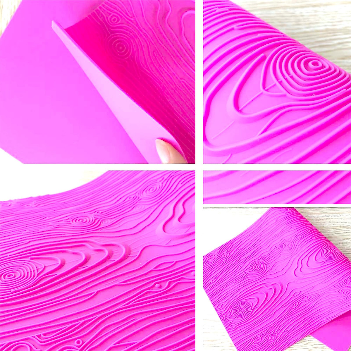 VONKAKOO Woodgrain Fondant Impression Mat Cake silicone Lace Mold Cake Texture Embossing Mat