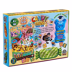 Jumping High Five Candy Trains Board Game! A Sweet Sugar Coated Cooperative Game for Kids Ages 4 and Up, Children Learn New Skills with Tasty Track Building, Perfect for Family Play Time