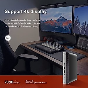 HP EliteDesk 800 G3 Mini Desktop Computer Intel i7-7700T up to 3.80GHz 32GB New 1TB NVMe SSD Built-in AX200 Wi-Fi 6 BT Dual Monitor Support Wireless Keyboard and Mouse Win10 Pro (Renewed)