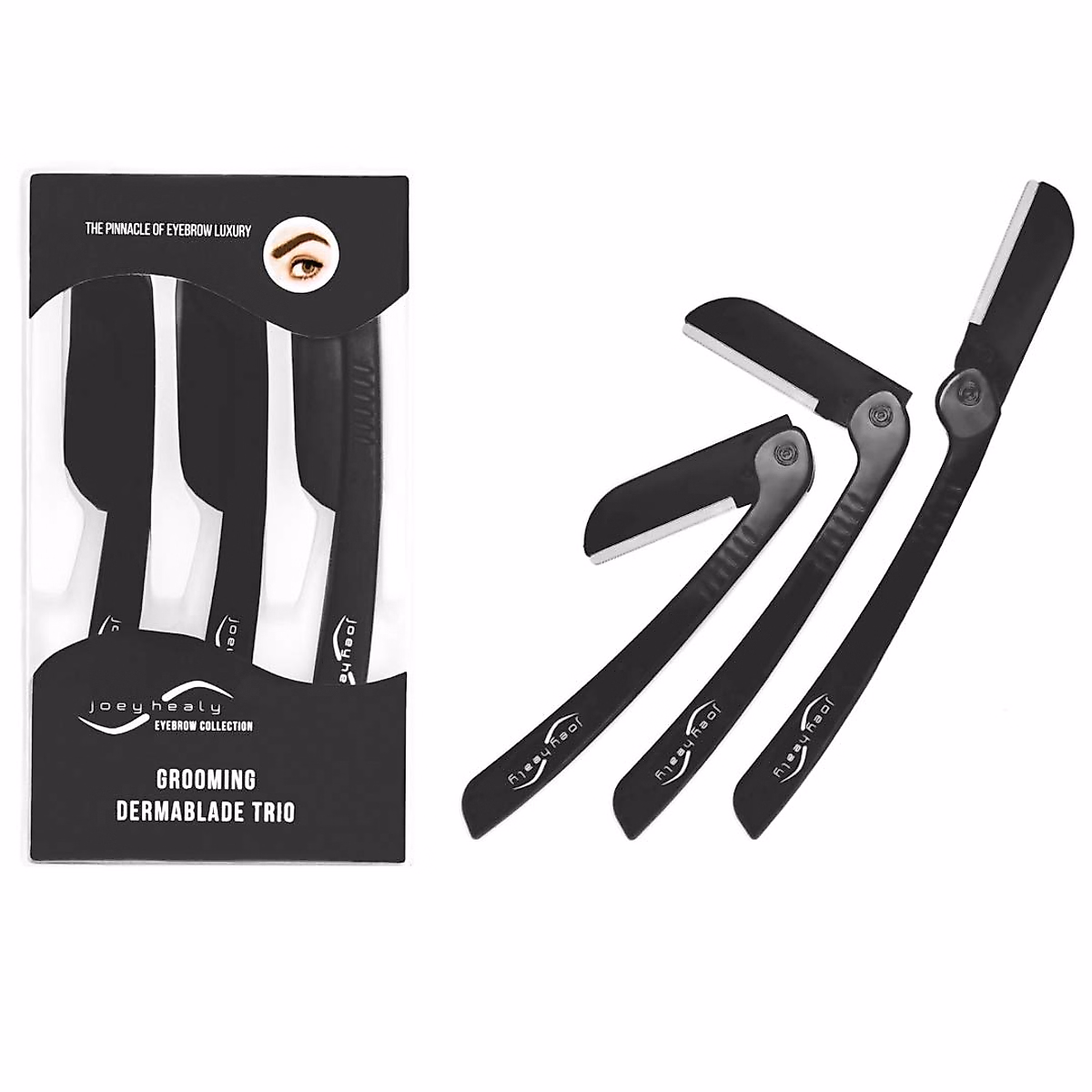 Joey Healy Grooming Dermablade Trio, Precision Eyebrow Shaper, Eyebrow Razors with Safety Closure