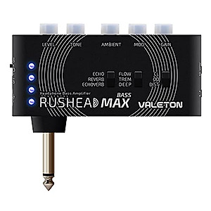 Valeton Rushead Max Bass USB Chargable Portable Pocket Bass Headphone Amp Carry-On Bedroom Plug-In Multi-Effects