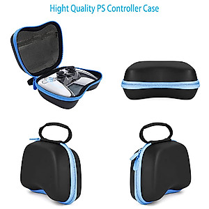 Case for PS5 Controller Accessories Bundle，6 in 1Accessories Kit for PS5 Controller with Carrying Travel Hard Case, Transparent Protective Cover Case, Thumb Grip Caps