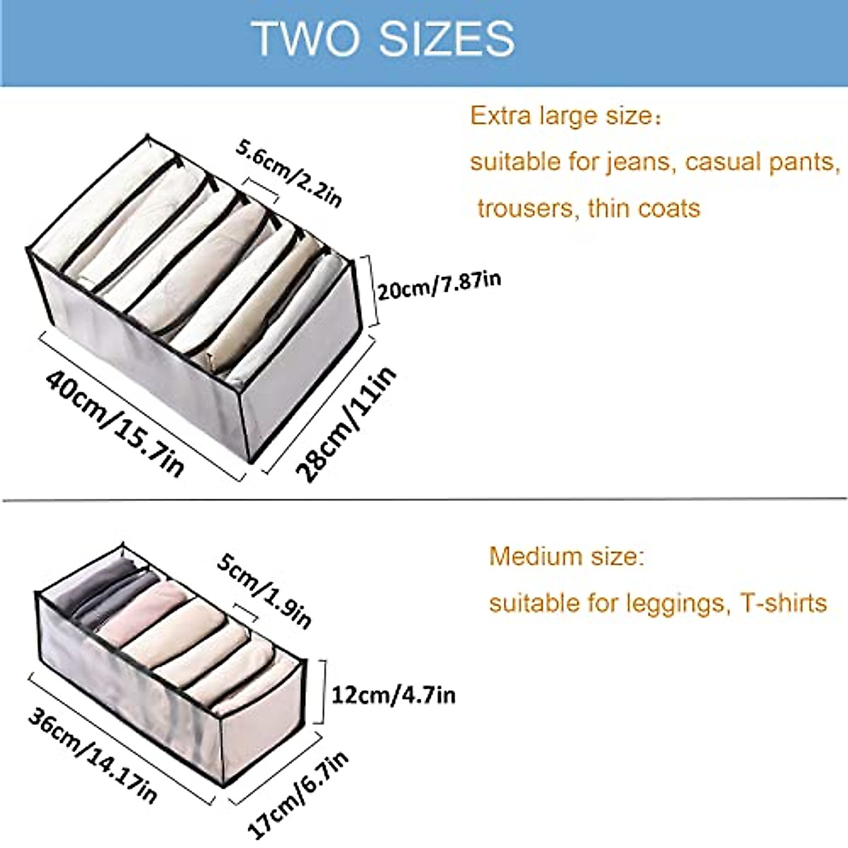 7 Grids Wardrobe Clothes Organizer, Extra Large Washable Folding Drawer Organizers, Closet Drawer Organizer, Mesh Clothes Storage Organizer for Pants Jeans T-shirt Legging Shirt
