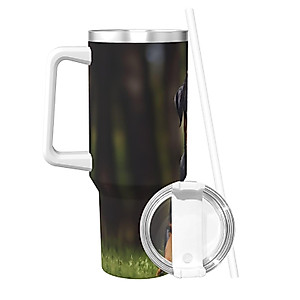 VANTUT Rottweiler Wallpaper 40oz Ice Bully With Handle Portable For Hot Cold Drinks,Travel, Gym,Home,And Outdoor Activities