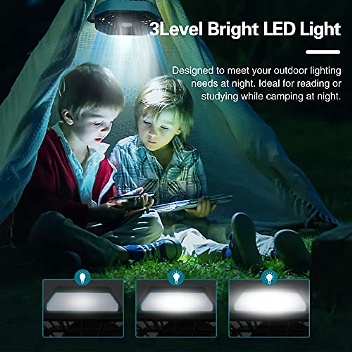 CONBOLA Portable Battery Operated Fan with LED Lantern, 10400mAh Outdoor Small Rechargeable Quiet Camping Fan, Personal Desk Fan Cooling Table Fan with Hanging Hook for Tent,Bedroom, Office(Green)