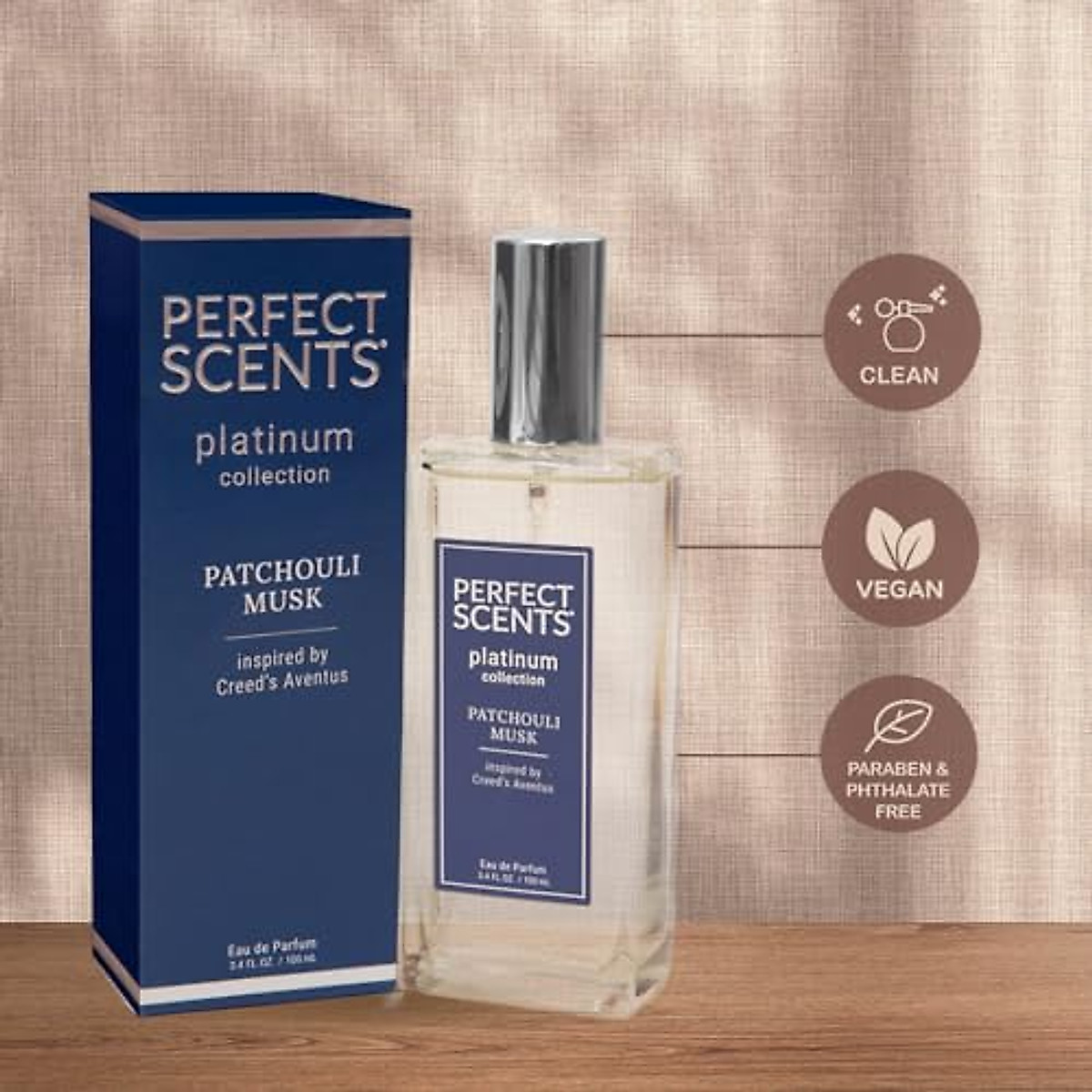 Perfect Scents Fragrances | Inspired by Creed’s Aventus | Platinum Collection | Patchouli Musk | Men’s Eau de Parfum | CLEAN, Vegan, Paraben & Phthalate Free | Never Tested on Animals | 3.4 Fl Oz