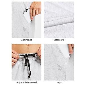 BALEAF Men's Sweatpants Casual Lounge Cotton Pajama Yoga Pants Open Bottom Straight Leg Male Sweat Pants with Pockets Light Gray M